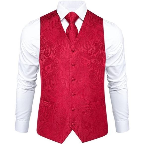 Jackets & Coats | Mens Wedding Paisley Suit Vest Red | Poshmark